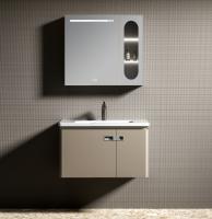 China Wall Mounted Bathroom Vanity with Smart LED Anti Fog Mirror and Medicine Cabinet 80cm for sale
