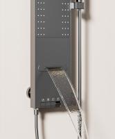 China Stainless Steel Four-Function Shower Panel Tower with Rainfall Shower Body Jets Hand Spray LED Display W8 Grey 80cm for sale