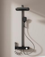 China Mocee Four-Function Deluxe Shower Panel 4226 Gunmetal Grey with Rainfall Shower and Body Jets for sale