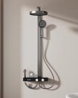 China Mocee Four-Function Deluxe Shower Panel Tower System 4236 Gunmetal Grey with Rainfall Shower and Body Jets for sale