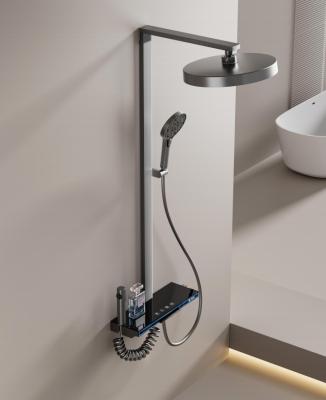 China Mocee Four-Function Deluxe Shower Panel Tower System 4175 Gunmetal Grey with Rainfall Shower and Body Jets for sale
