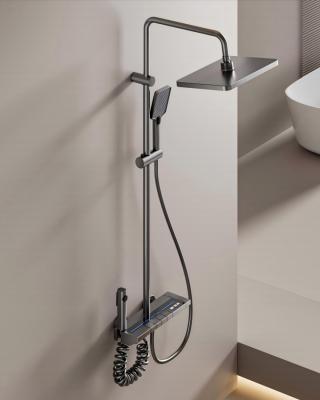 China Four-Function Deluxe Shower Panel Tower System 4199 Gunmetal Grey with Rainfall Shower Body Jets Hand Spray for sale