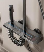 China Four-Function Deluxe Shower Panel Tower System 4199 Gunmetal Grey with Rainfall Shower Body Jets Hand Spray for sale