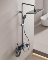 China Mocee Four-Function Deluxe Shower Panel Tower System 4150 Gunmetal Grey with Rainfall Shower and Body Jets for sale