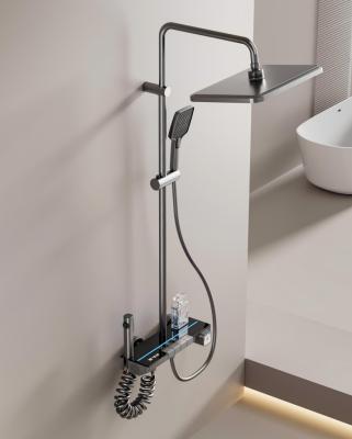 China Mocee Four-Function Deluxe Shower Panel Tower System 4150 Gunmetal Grey with Rainfall Shower and Body Jets for sale