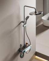China Four-Function Deluxe Button Shower Set with Digital Display & LED Ambient Light, 4170 Gunmetal Grey for sale