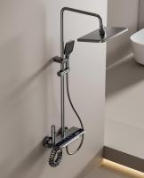 China Four-Function Deluxe Button Shower Setwith Digital Display & LED Light, 4174 Gunmetal Grey for sale