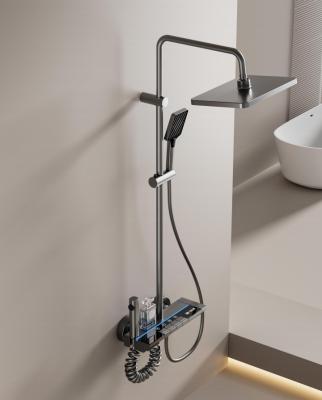 China Mocee Four-Function Deluxe Shower Panel Tower System 4180 Gunmetal Grey with Rainfall Shower and Body Jets for sale