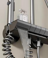 China Mocee Four-Function Deluxe Shower Panel Tower System 4180 Gunmetal Grey with Rainfall Shower and Body Jets for sale
