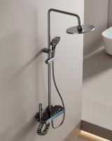 China Four-Function Deluxe Button Shower Set with Digital Display & LED Ambient Light, 4187 Gunmetal Grey for sale