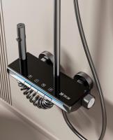 China Four-Function Deluxe Button Shower Set with Digital Display & LED Ambient Light, 4187 Gunmetal Grey for sale