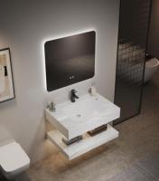 China Mocee Premium Sintered Stone Bathroom Vanity 60cm 80cm 90cm 100cm 120cm with LED Mirror and Integrated Basin for sale