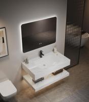 China Mocee Premium Sintered Stone Bathroom Vanity 60cm 80cm 90cm 100cm 120cm with LED Mirror and Integrated Basin for sale