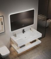 China Mocee Premium Sintered Stone Bathroom Vanity 60cm 80cm 90cm 100cm 120cm with LED Mirror and Integrated Basin for sale