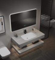 China Mocee Premium Sintered Stone Bathroom Vanity 60cm 80cm 90cm 100cm 120cm with LED Mirror and Integrated Basin for sale