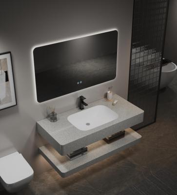 China Mocee Premium Sintered Stone Bathroom Vanity 60cm 80cm 90cm 100cm 120cm with LED Mirror and Integrated Basin for sale