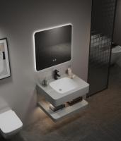 China Mocee Premium Sintered Stone Bathroom Vanity 60cm 80cm 90cm 100cm 120cm with LED Mirror and Integrated Basin for sale