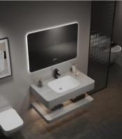 China Mocee Premium Sintered Stone Bathroom Vanity 60cm 80cm 90cm 100cm 120cm with LED Mirror and Integrated Basin for sale