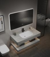 China Mocee Premium Sintered Stone Bathroom Vanity 60cm 80cm 90cm 100cm 120cm with LED Mirror and Integrated Basin for sale