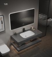China Mocee Sintered Stone Bathroom Vanity 60-120cm with LED Mirror and Integrated Basin Deep Black for sale