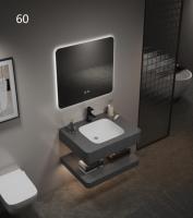 China Mocee Sintered Stone Bathroom Vanity 60-120cm with LED Mirror and Integrated Basin Deep Black for sale