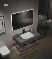 China Mocee Sintered Stone Bathroom Vanity 60-120cm with LED Mirror and Integrated Basin Deep Black for sale