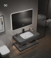 China Mocee Sintered Stone Bathroom Vanity 60-120cm with LED Mirror and Integrated Basin Deep Black for sale