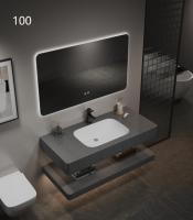 China Mocee Sintered Stone Bathroom Vanity 60-120cm with LED Mirror and Integrated Basin Deep Black for sale
