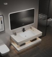 China Mocee Premium Sintered Stone Bathroom Vanity 60cm 80cm 90cm 100cm 120cm with LED Mirror and Integrated Basin for sale