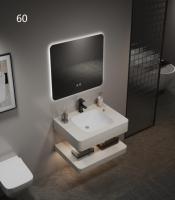 China Mocee Premium Sintered Stone Bathroom Vanity 60cm 80cm 90cm 100cm 120cm with LED Mirror and Integrated Basin for sale