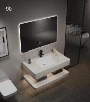 China Mocee Premium Sintered Stone Bathroom Vanity 60cm 80cm 90cm 100cm 120cm with LED Mirror and Integrated Basin for sale