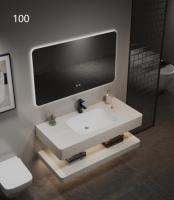 China Mocee Premium Sintered Stone Bathroom Vanity 60cm 80cm 90cm 100cm 120cm with LED Mirror and Integrated Basin for sale
