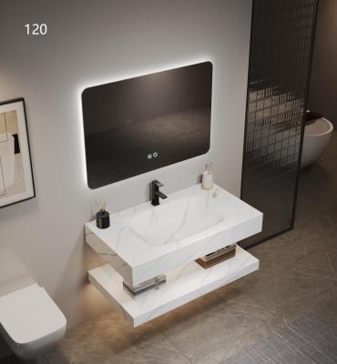 China Mocee Premium Sintered Stone Bathroom Vanity 60-120cm with LED Mirror and Integrated Basin for sale