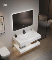 China Mocee Premium Sintered Stone Bathroom Vanity 60-120cm with LED Mirror and Integrated Basin for sale