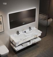China Mocee Premium Sintered Stone Bathroom Vanity 60-150cm with Integrated Basin and LED Mirror Wall-Mounted Sink Cabinet for sale