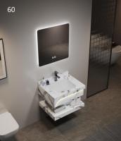 China Mocee Premium Sintered Stone Bathroom Vanity 60-150cm with Integrated Basin and LED Mirror Wall-Mounted Sink Cabinet for sale