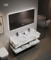 China Mocee Premium Sintered Stone Bathroom Vanity 60-150cm with Integrated Basin and LED Mirror Wall-Mounted Sink Cabinet for sale