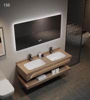 China Mocee Sintered Stone Bathroom Vanity 60-150cm with Integrated Basin and LED Mirror Wall-Mounted for sale