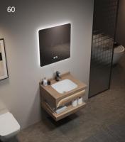 China Mocee Sintered Stone Bathroom Vanity 60-150cm with Integrated Basin and LED Mirror Wall-Mounted for sale