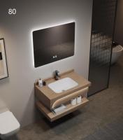 China Mocee Sintered Stone Bathroom Vanity 60-150cm with Integrated Basin and LED Mirror Wall-Mounted for sale