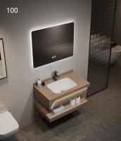 China Mocee Sintered Stone Bathroom Vanity 60-150cm with Integrated Basin and LED Mirror Wall-Mounted for sale