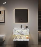 China Mocee Sintered Stone Bathroom Vanity 60cm 80cm 100cm 120cm with Integrated Basin and LED Mirror Wall Mounted for sale