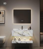China Mocee Sintered Stone Bathroom Vanity 60cm 80cm 100cm 120cm with Integrated Basin and LED Mirror Wall Mounted for sale