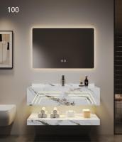 China Mocee Sintered Stone Bathroom Vanity 60cm 80cm 100cm 120cm with Integrated Basin and LED Mirror Wall Mounted for sale