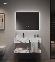China Mocee Premium Sintered Stone Bathroom Vanity 80cm 90cm 100cm with Integrated Basin and LED Mirror Wall Mounted for sale