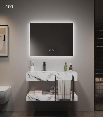 China Mocee Premium Sintered Stone Bathroom Vanity 80cm 90cm 100cm with Integrated Basin and LED Mirror Wall Mounted for sale