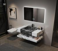 China Mocee Premium Sintered Stone Bathroom Vanity 80cm with Integrated Basin and LED Mirror for sale
