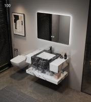 China Mocee Premium Sintered Stone Bathroom Vanity 80cm 90cm 100cm with Integrated Basin and LED Mirror for sale
