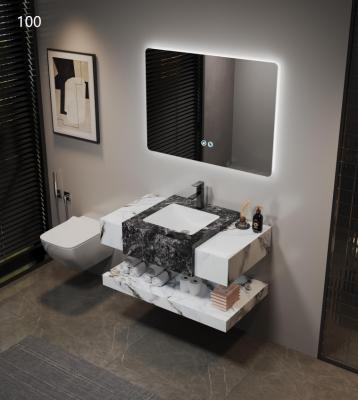 China Mocee Premium Sintered Stone Bathroom Vanity 80cm 90cm 100cm with Integrated Basin and LED Mirror for sale