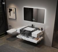 China Mocee Premium Sintered Stone Bathroom Vanity 80cm 90cm 100cm with Integrated Basin and LED Mirror for sale